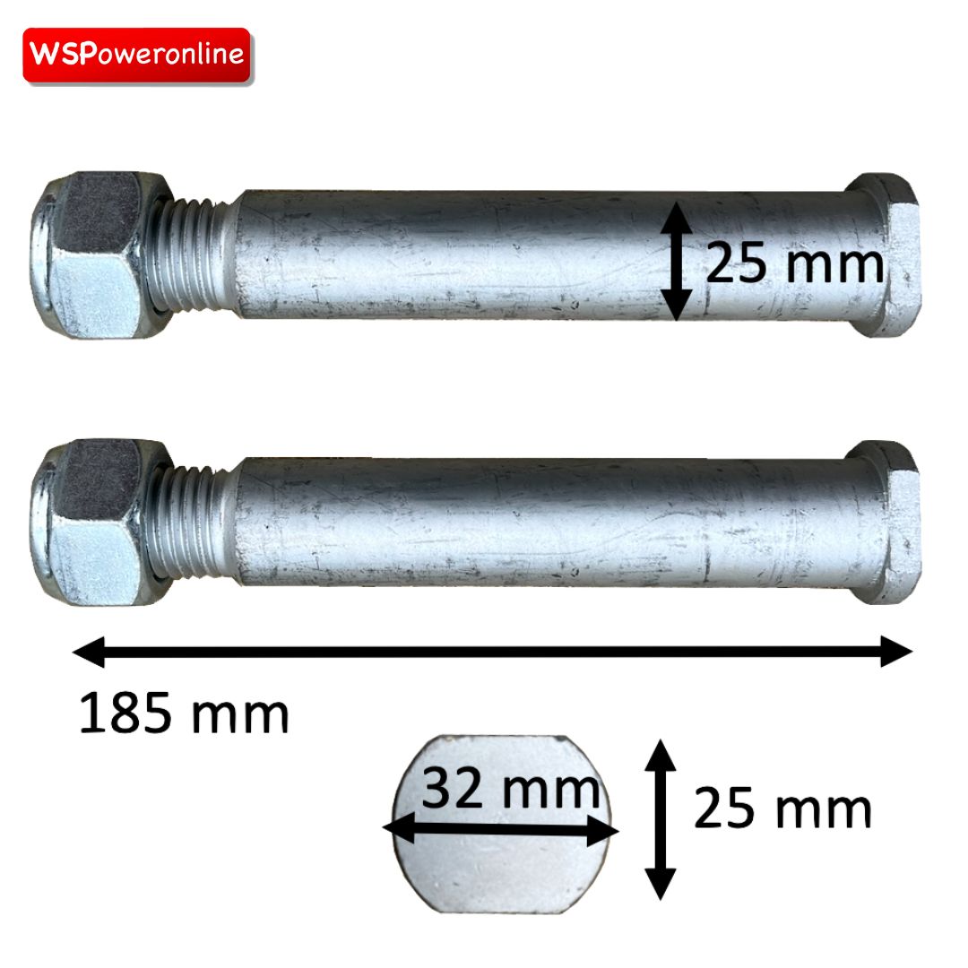 WSPoweronline Mini Digger Cylinder Pins 185mm Oval Head (Set 2)